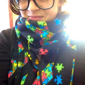 Jigsaw Puzze Pattern Scarf Handmade. Puzzle Fleece Scarf for the Puzzle ...
