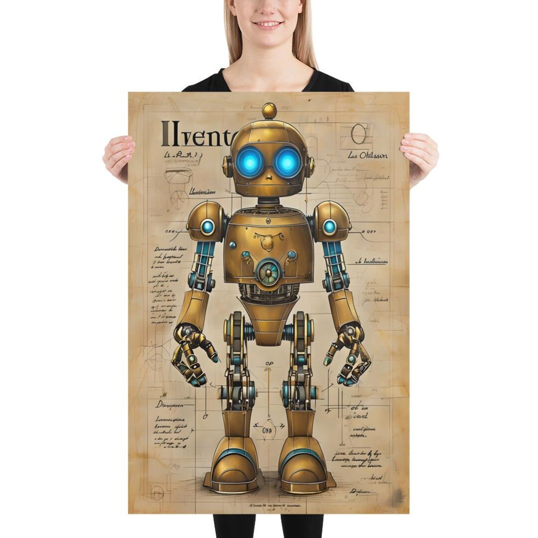 Robot Art Schematics Poster, Robot Art, Retro Robot, Robot Poster ...