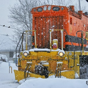 Moving Snow Train Photography Print, Train Photos Landscape Art Print ...