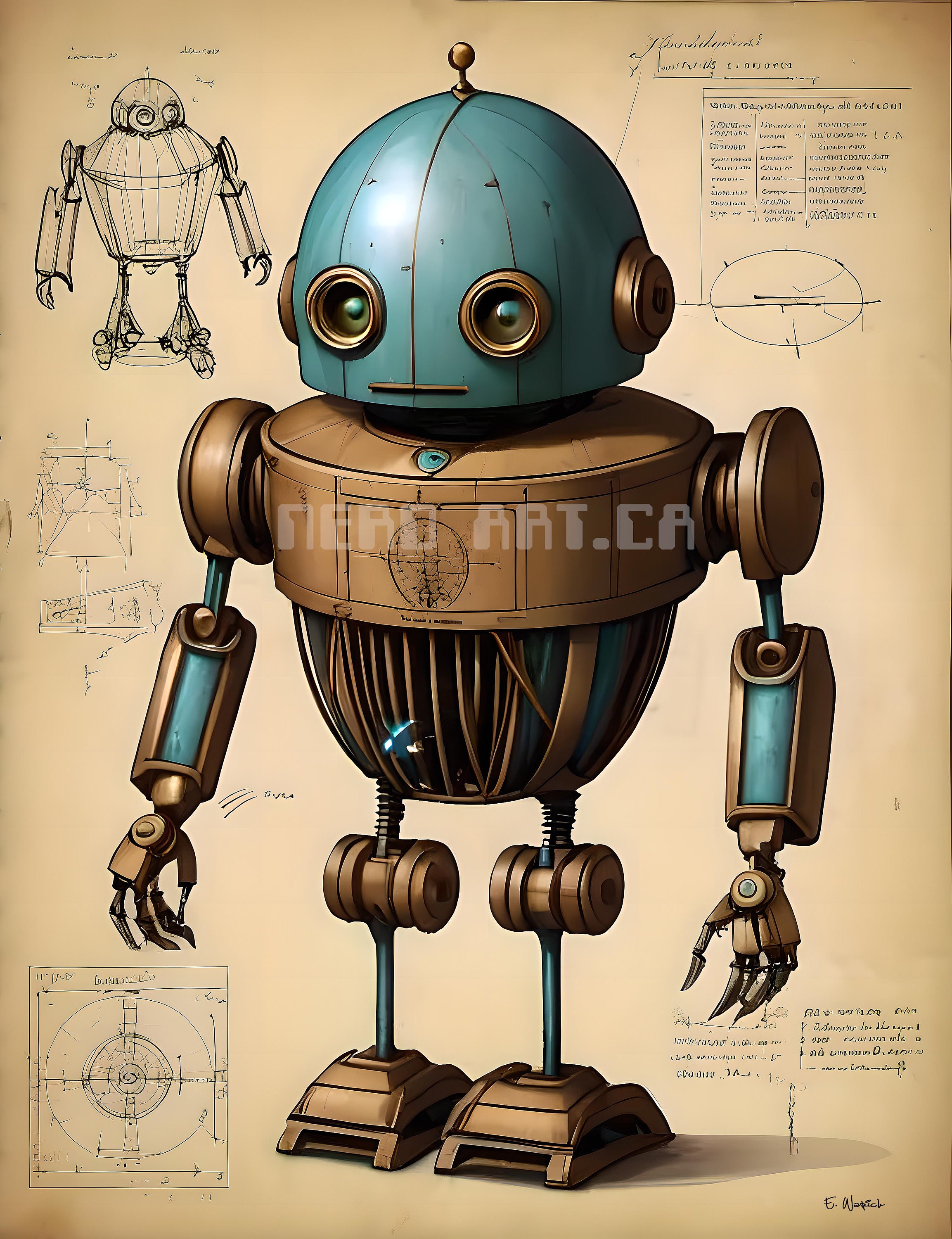 Robot Schematics, Robot Schematics Art Print,robots, Robot Art, Robot ...