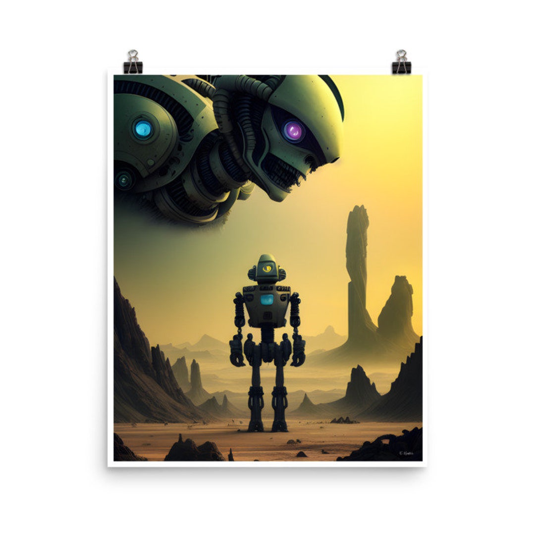 Robot Art Print,alien Retro Robot Room Decor Art Print,robot Sci-fi ...