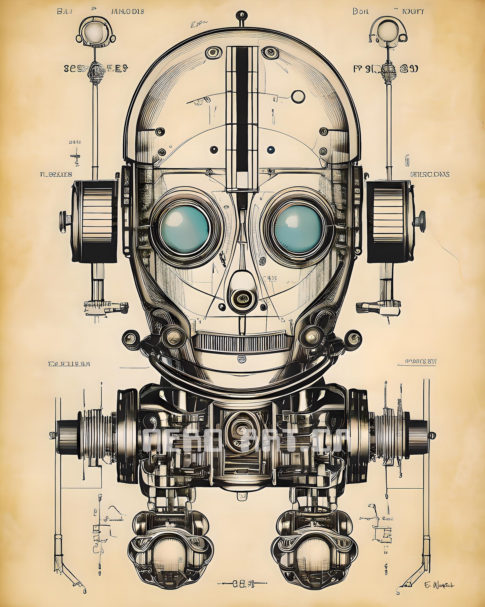 Robot Schematics Art Print, Robot Art,instant Download,downloadable Art ...