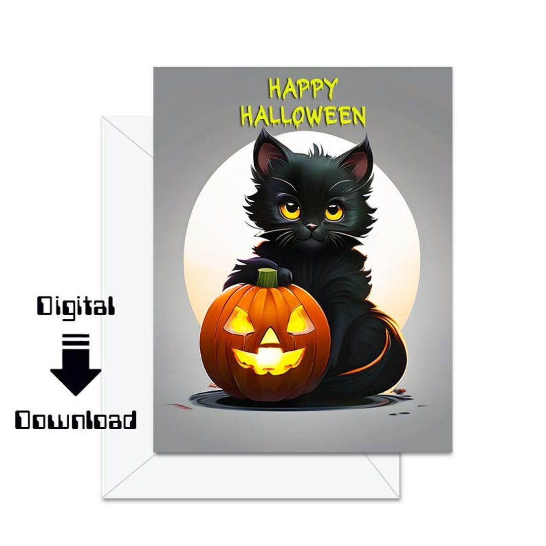 Happy Halloween Printable Card, Digital Download, 5x7 Card, Instant ...