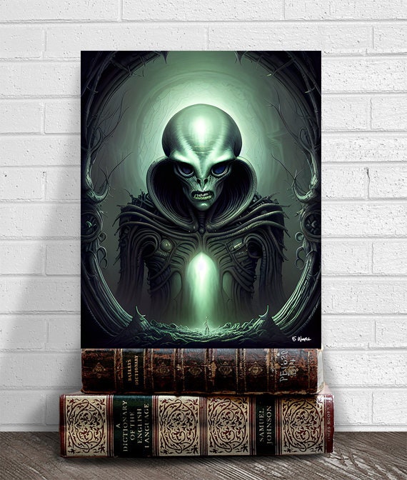 Alien Art Print Digital Download Alien Retro Cosmic Art - Etsy