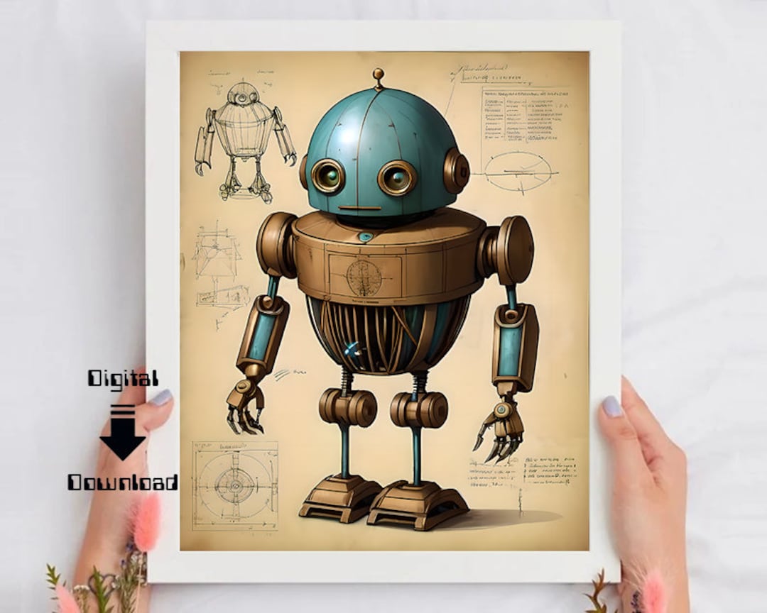 Robot Schematics, Robot Schematics Art Print,robots, Robot Art, Robot ...