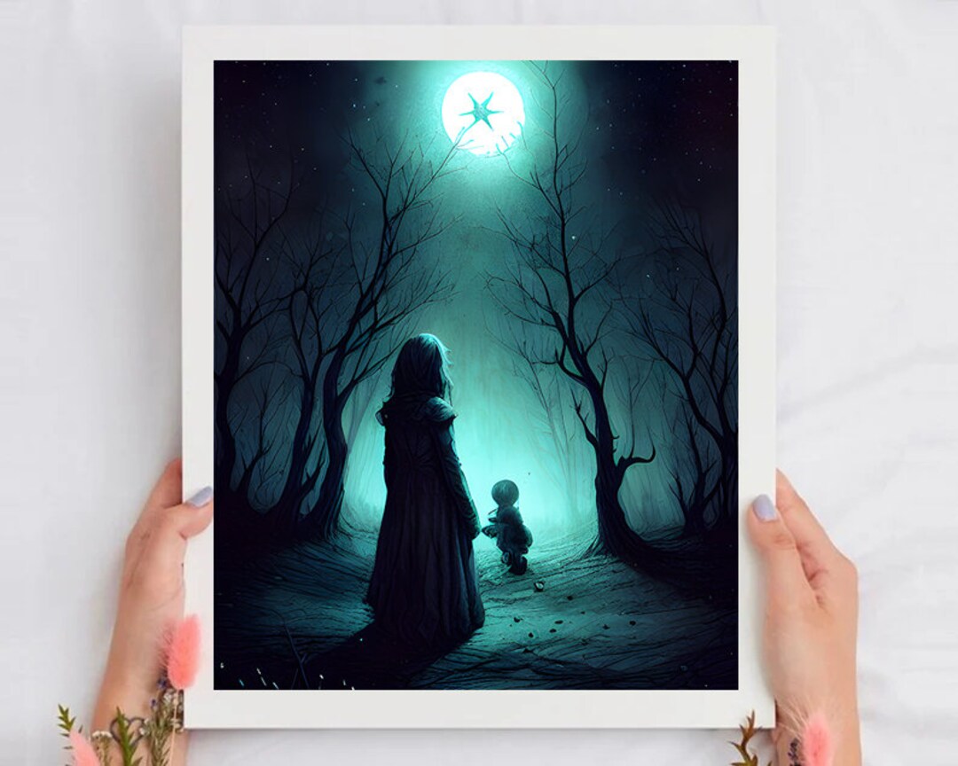 Dark Moon Light Art, Errie Art, Spooky Art Prints, Creepy Art, Moon ...