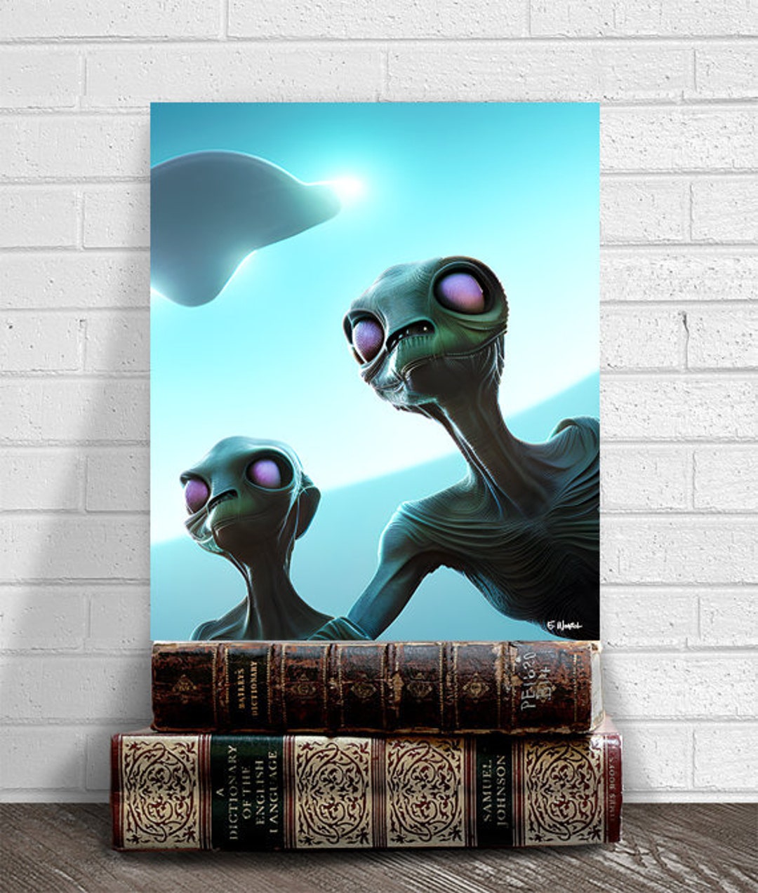 Alien Art Print,digital Download Alien,retro Cosmic Art, Space Art,ufo ...