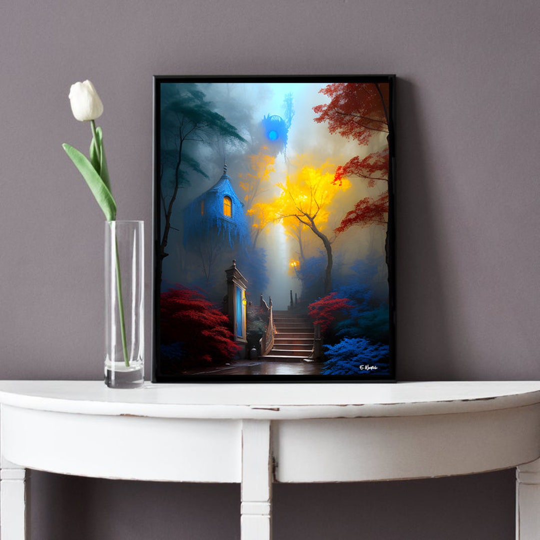 The Staircase to Nowhere Art Print, Celestial Art, Staircase Art, Fall ...