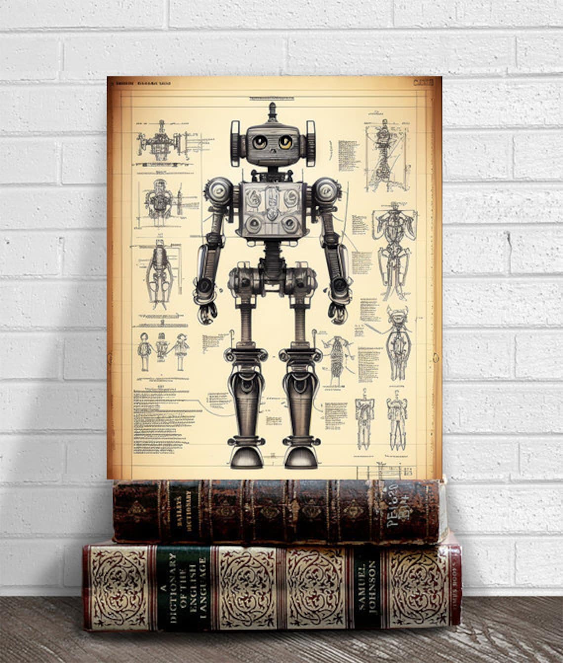 Robot Art Schematics, Robot Print, Retro Robot Art, Kid's Room Decor ...