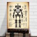 Robot Art Schematics, Robot Print, Retro Robot Art, Kid's Room Decor ...