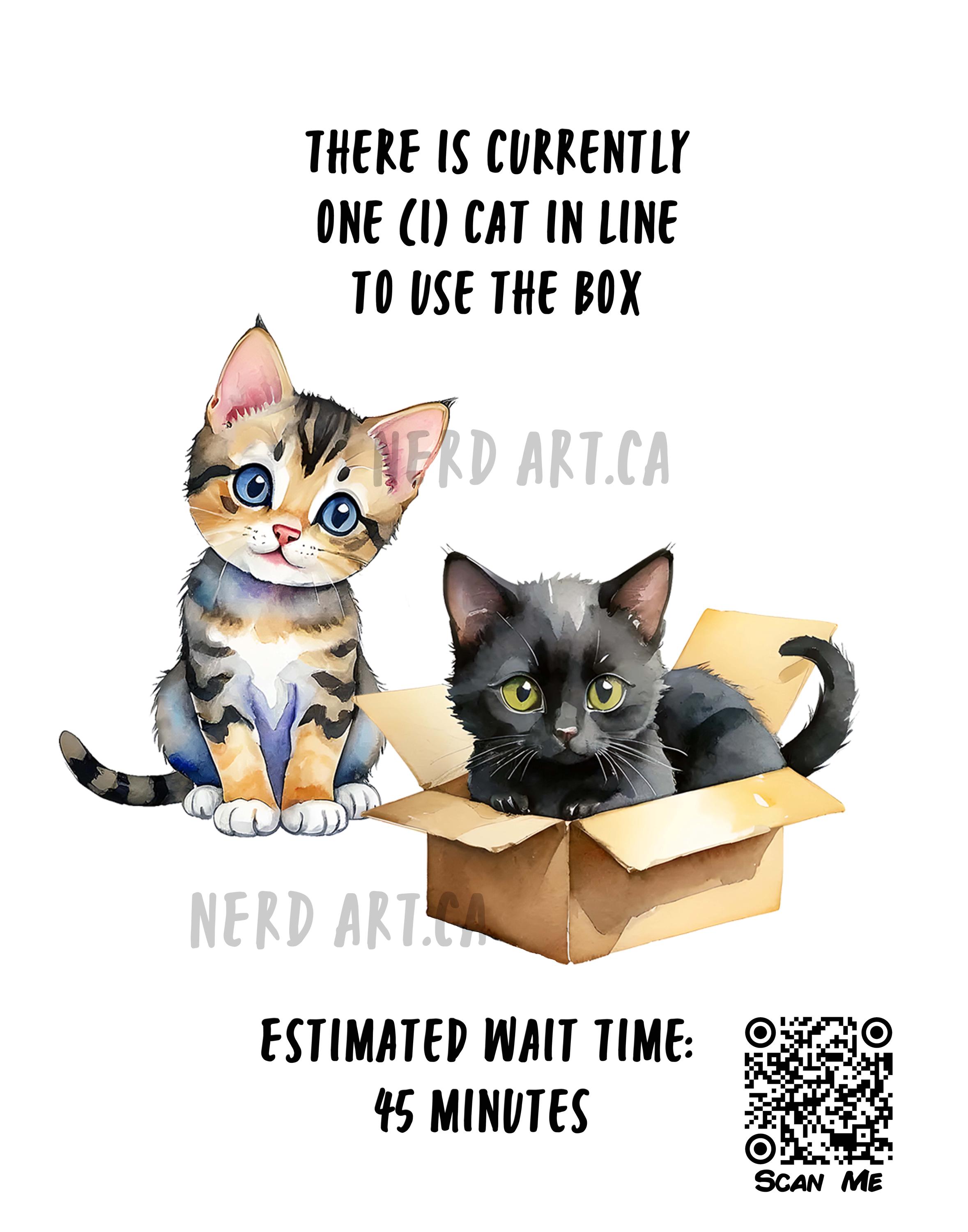 Cat in Line Funny Print, Digital Download, Cat Mom, Cat Lover Art ...