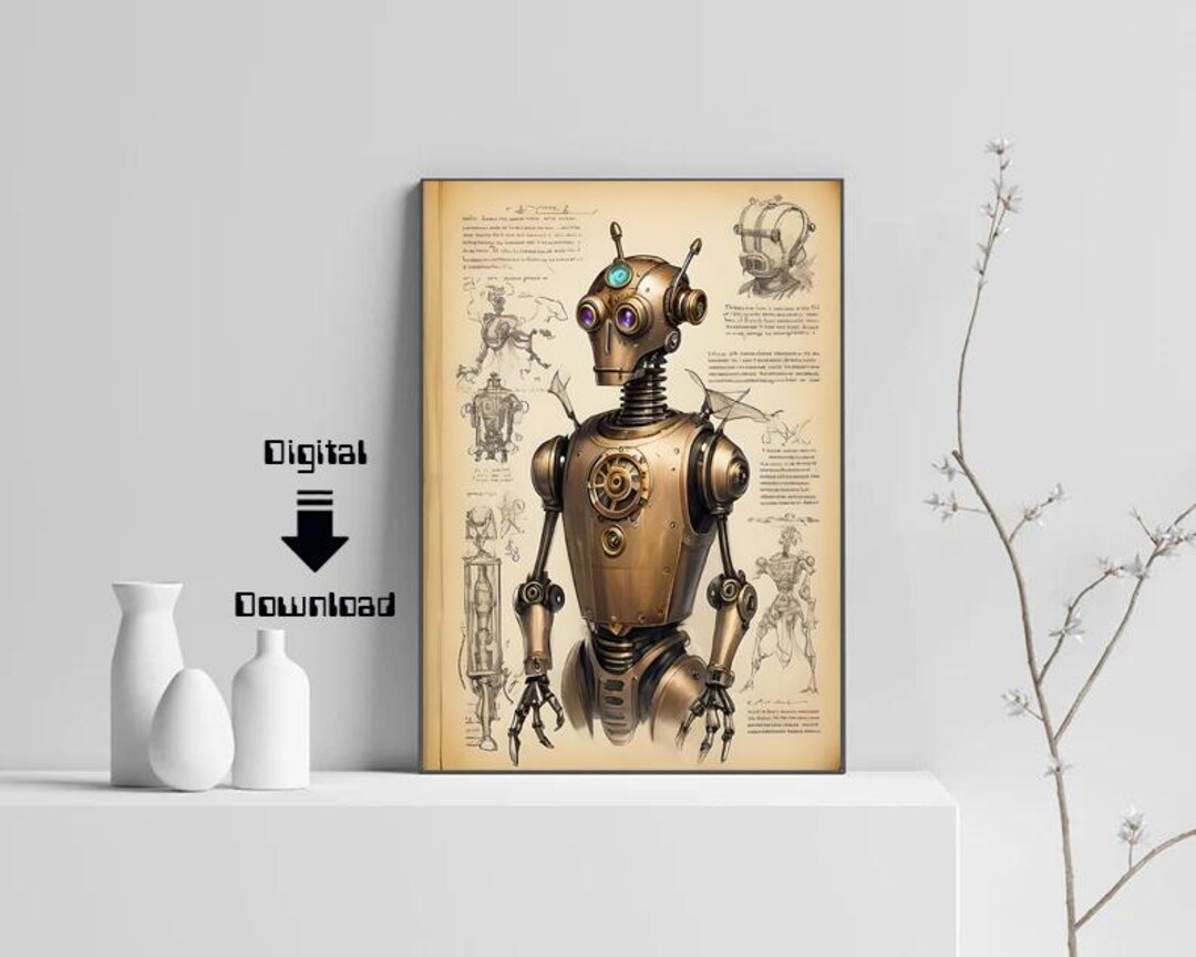 Robot Wall Art,robot Print,robot,printable Robot Art,robot Wall Art ...