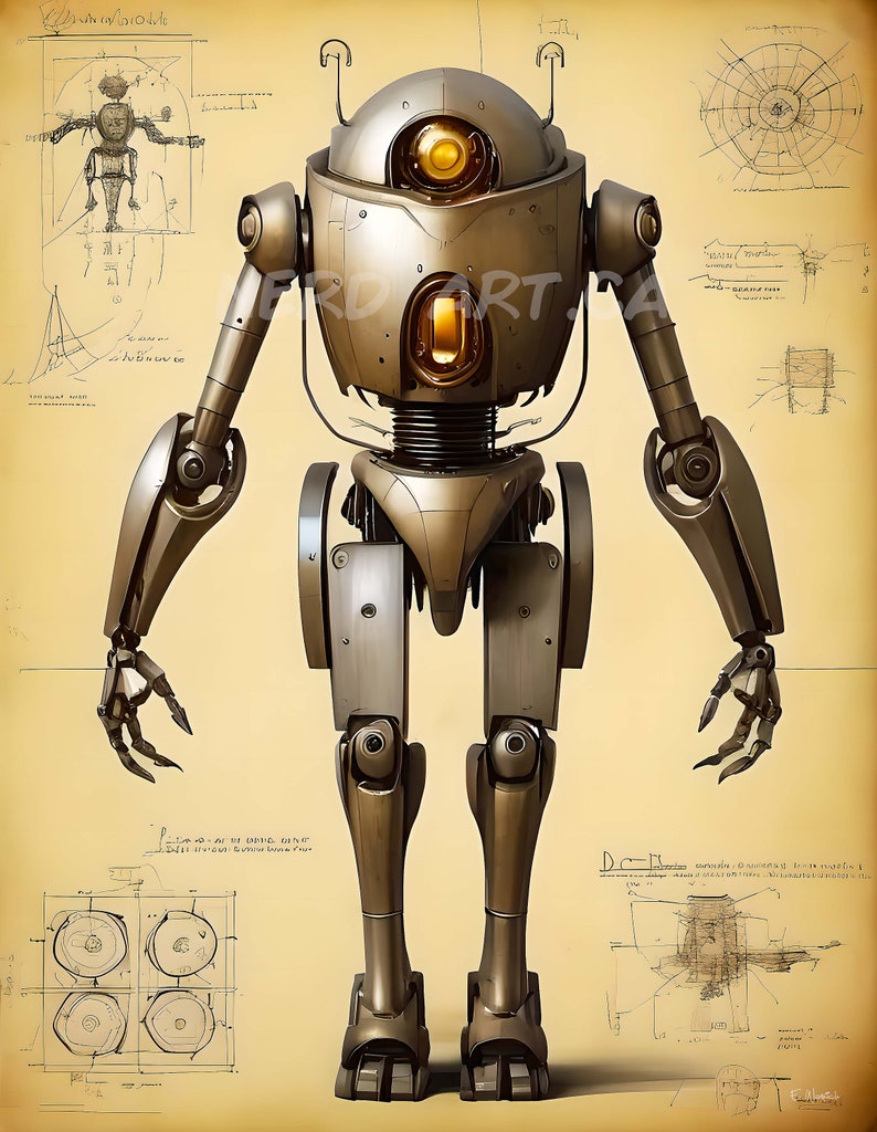 Robot Schematics Art Print, Robot Art, Retro Robot, Instant Download ...