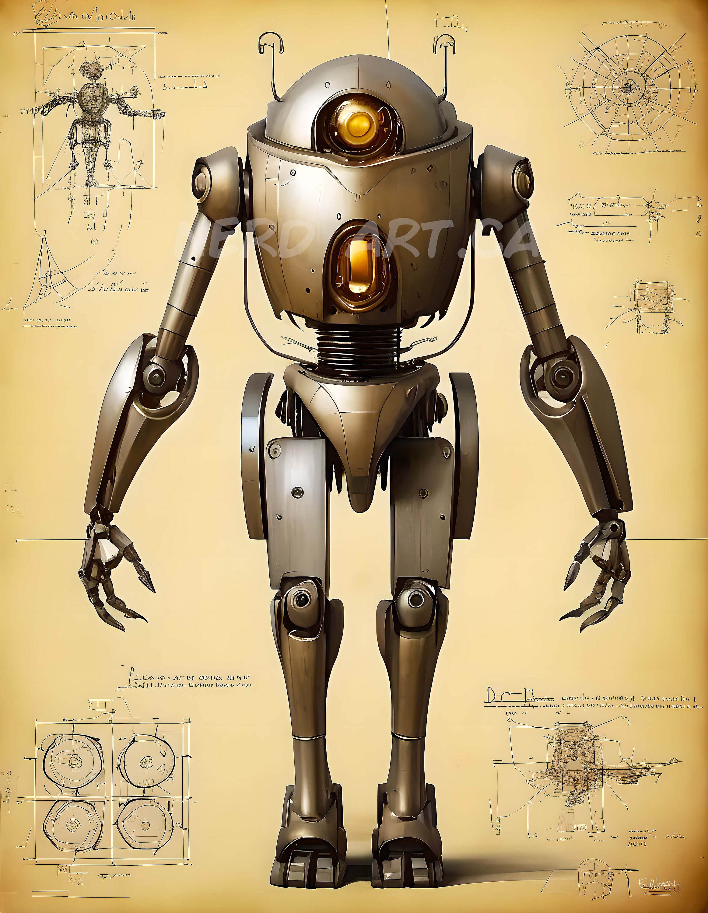 Robot Schematics Art Print, Robot Art, Retro Robot, Instant Download ...