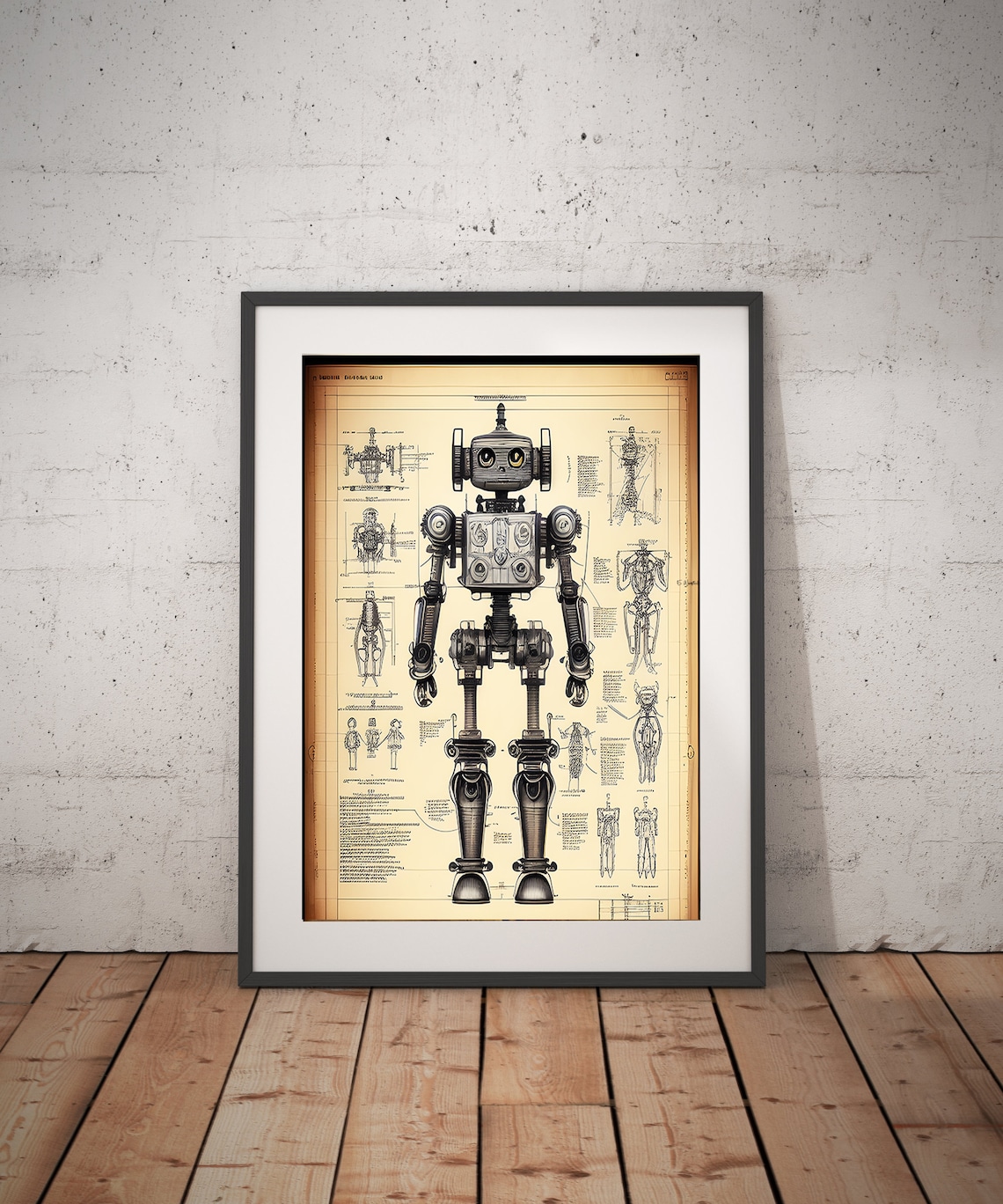 Robot Art Schematics, Robot Print, Retro Robot Art, Kid's Room Decor ...
