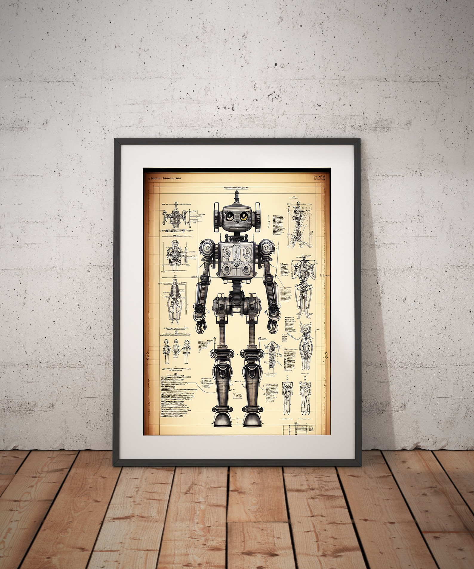 Robot Art Schematics, Robot Print, Retro Robot Art, Kid's Room Decor ...