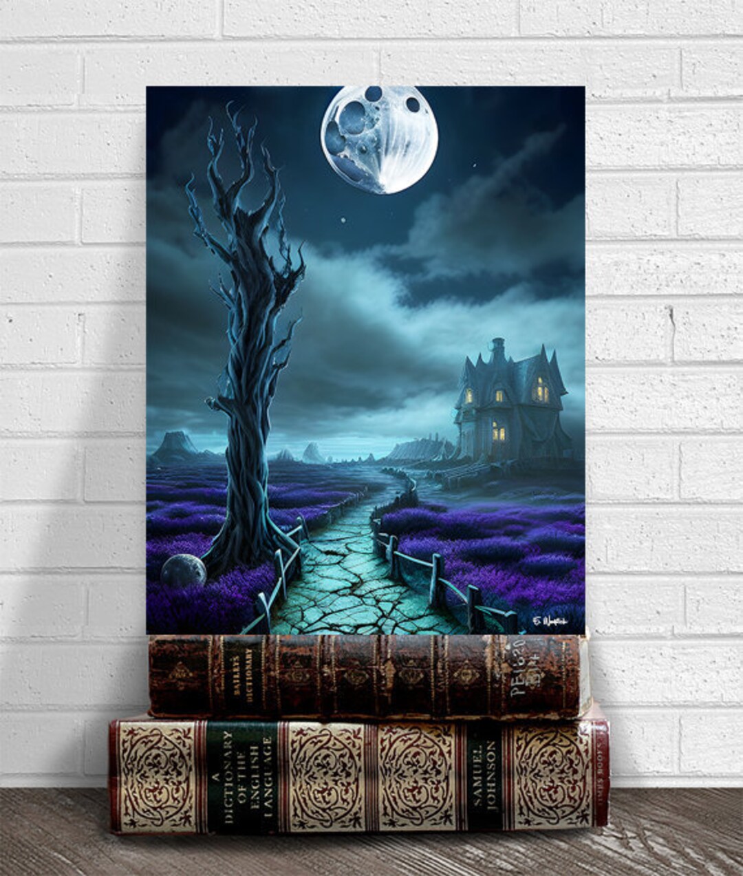 The Enchanted Walkway Art Print, Haunted House Print, Spooky Wall Decor ...