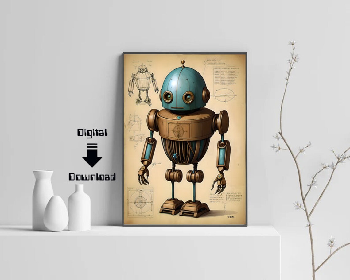 Robot Schematics, Robot Schematics Art Print,robots, Robot Art, Robot ...