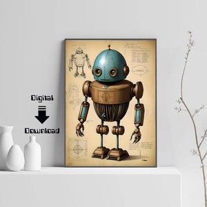 Robot Schematics, Robot Schematics Art Print,robots, Robot Art, Robot ...