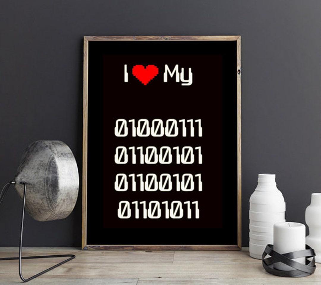 Binary Code Art Prints, IT Office Wall Art, High Tech Home Decor ...