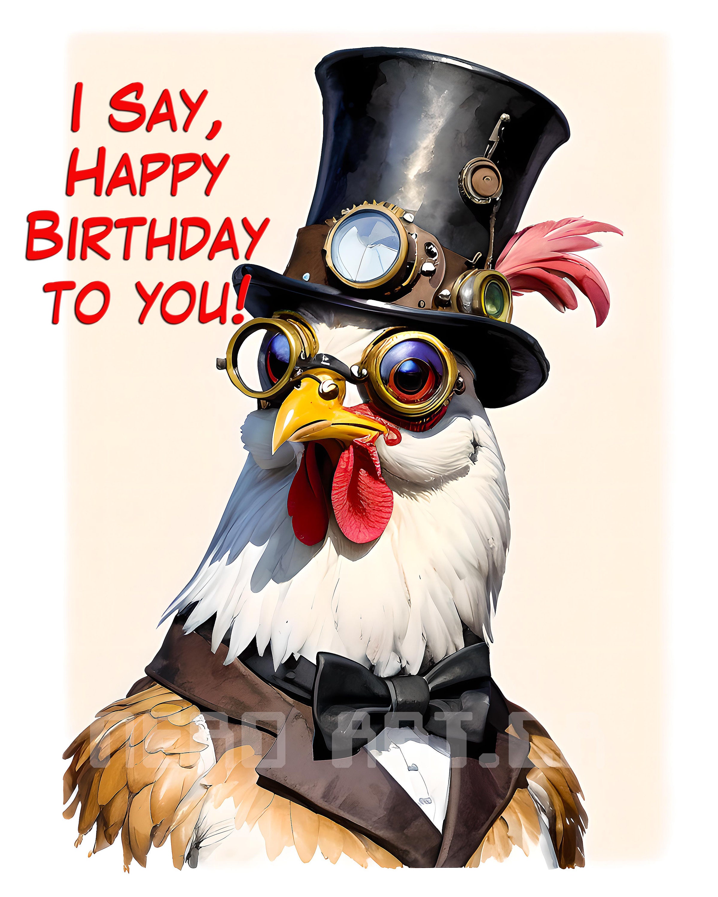Happy Birthday Steampunk Chicken Card Greeting Card Geek - Etsy