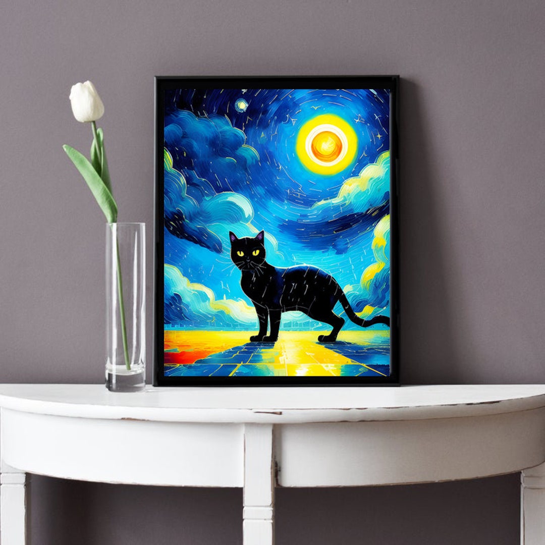 Stary Night Vincent in the Rain Art Print, Watercolor Art Work, Home ...