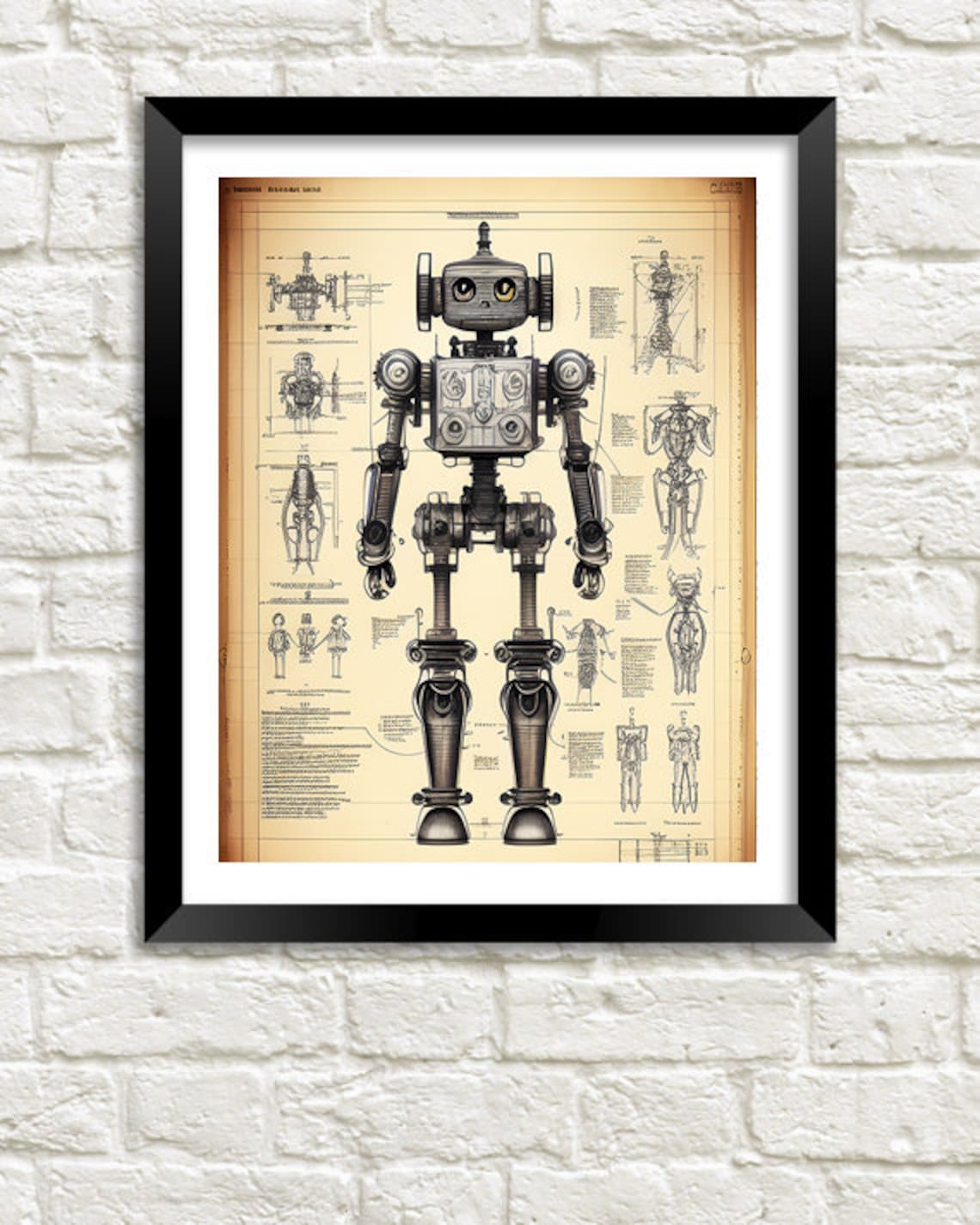 Robot Art Schematics, Robot Print, Retro Robot Art, Kid's Room Decor ...