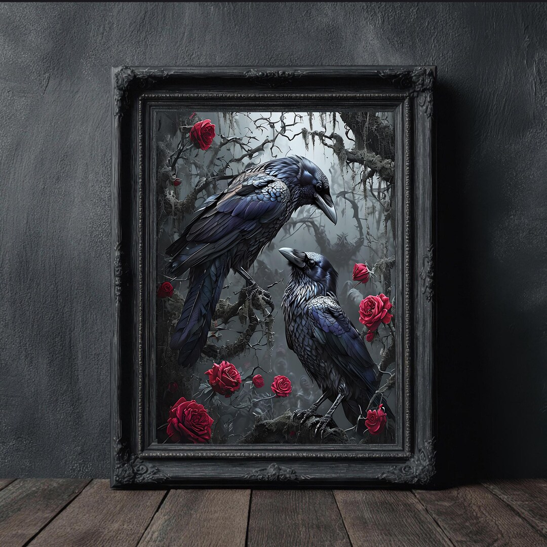 Gothic Romantic Raven Couple, Vintage Poster Art Poster Print ...