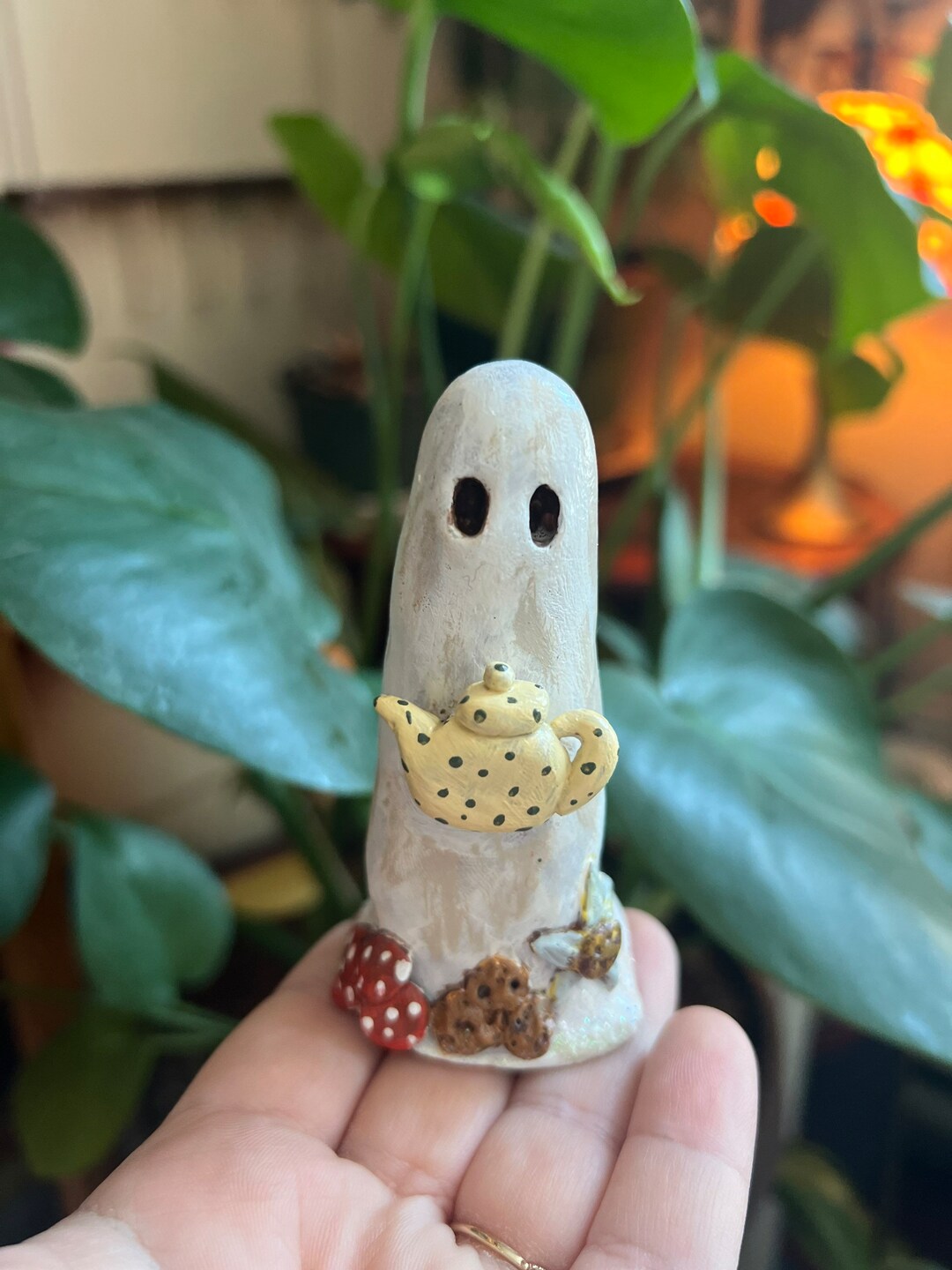 Merrow the Teapot Ghost Cottagecore Halloween Spring Sculpture - Etsy