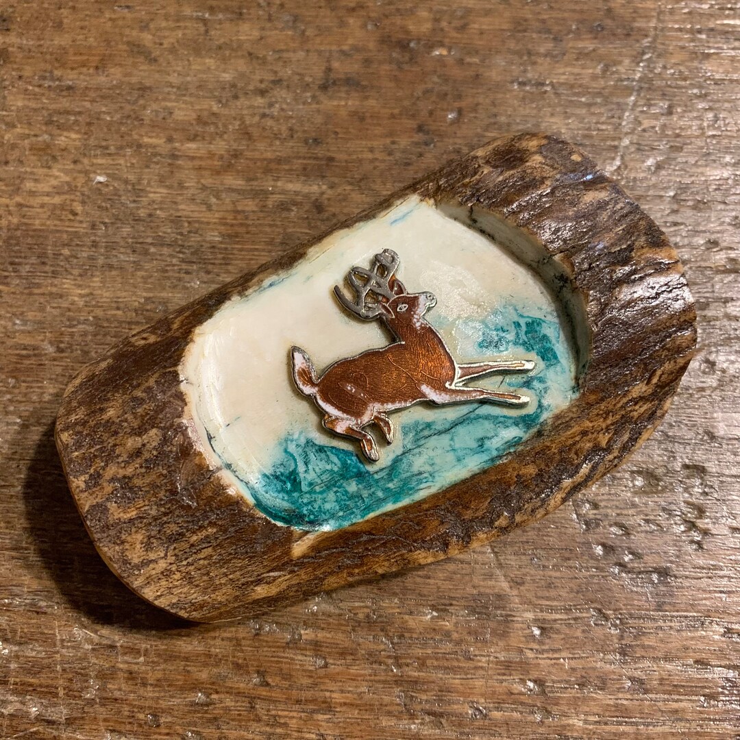 Vintage Bone Antler Hand Crafted Enameled Deer Belt Buckle - Etsy