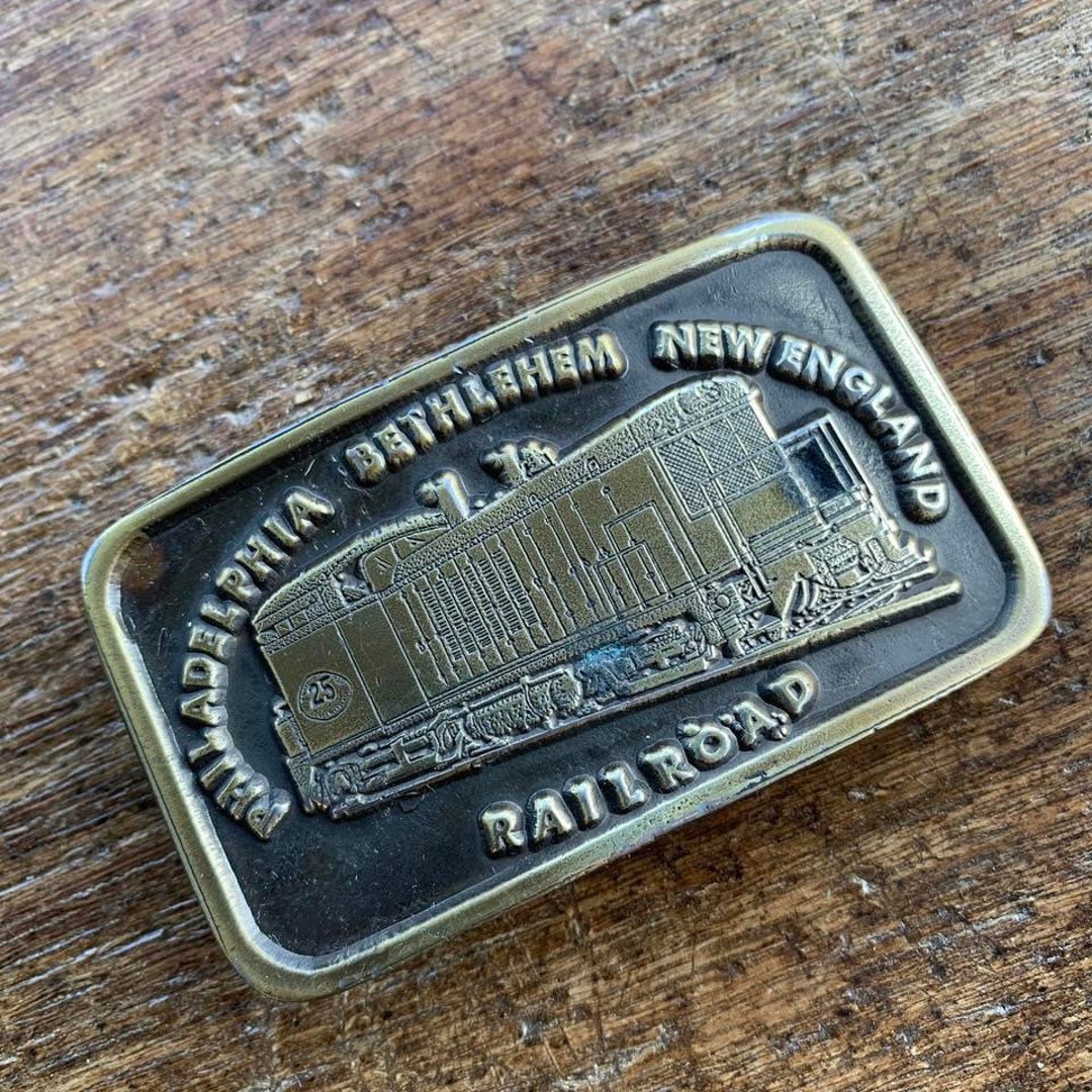 Vintage Buckle Train Philadelphia Bethlehem New England Railroad Raised ...