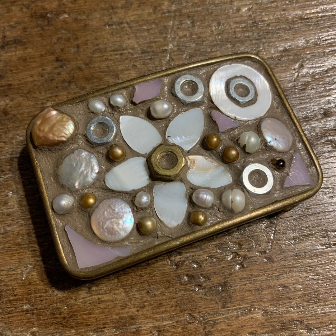 Unique Vintage Buckle Craft Art Artist Mother of Pearl and Hardware ...