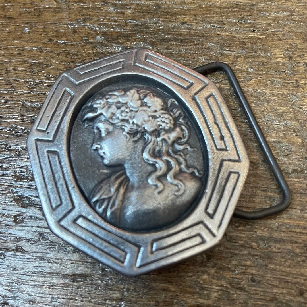 Vintage Belt Buckle Greco Roman Victorian Deco Style Woman Profile ...