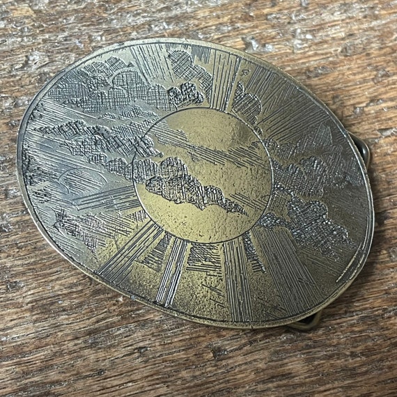 Vintage Sun and Clouds brass colored Belt Buckle Lewi… - Gem