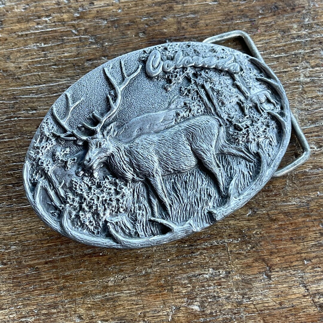 Vintage Colorado Raised Design Deer in Wilderness Pewter Colored Belt ...