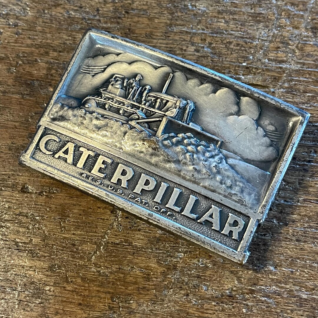 Vintage Buckle Caterpillar Tractor Bulldozer Advertising Pewter Colored ...