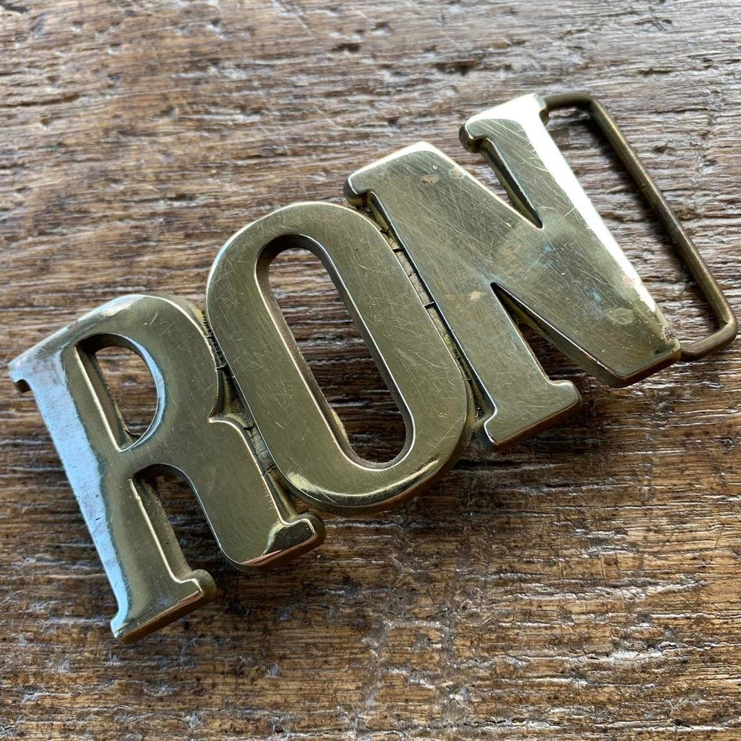 Vintage ron Name Letters Design Brass Belt Buckle - Etsy