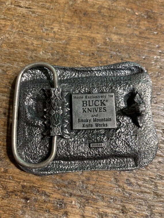 Vintage belt buckle Buck Knife Advertising Four Gener… - Gem