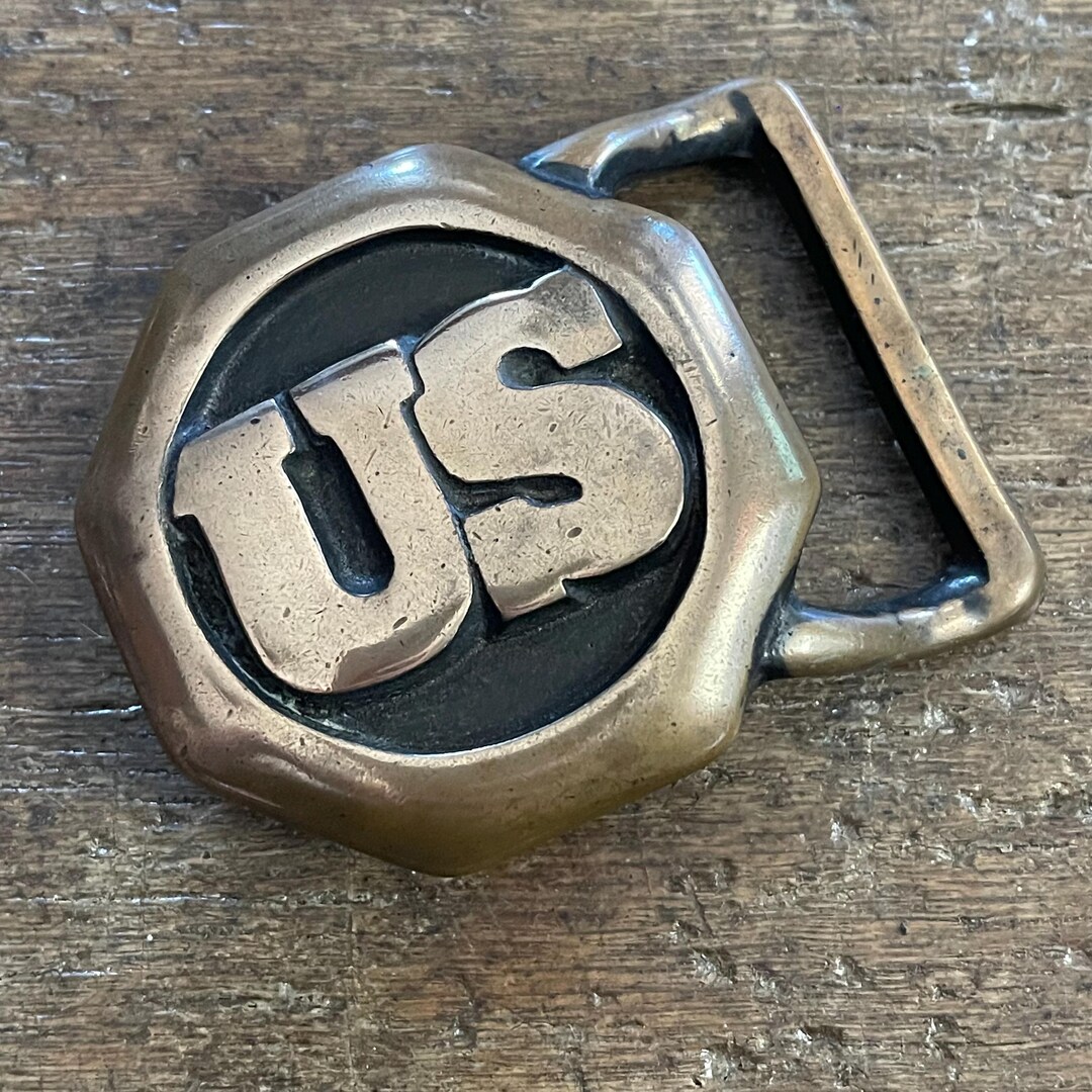 Vintage US Brass Colored Octagon Raised Design Belt Buckle - Etsy