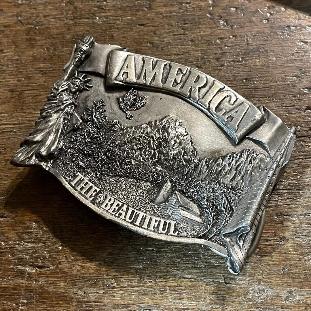 Vintage America the Beautiful Wilderness Mountain Scene Pewter Colored ...