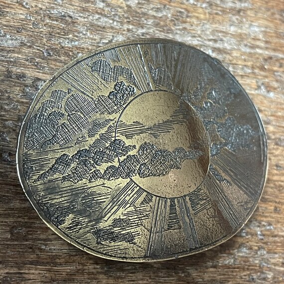 Vintage Sun and Clouds brass colored Belt Buckle Lewi… - Gem