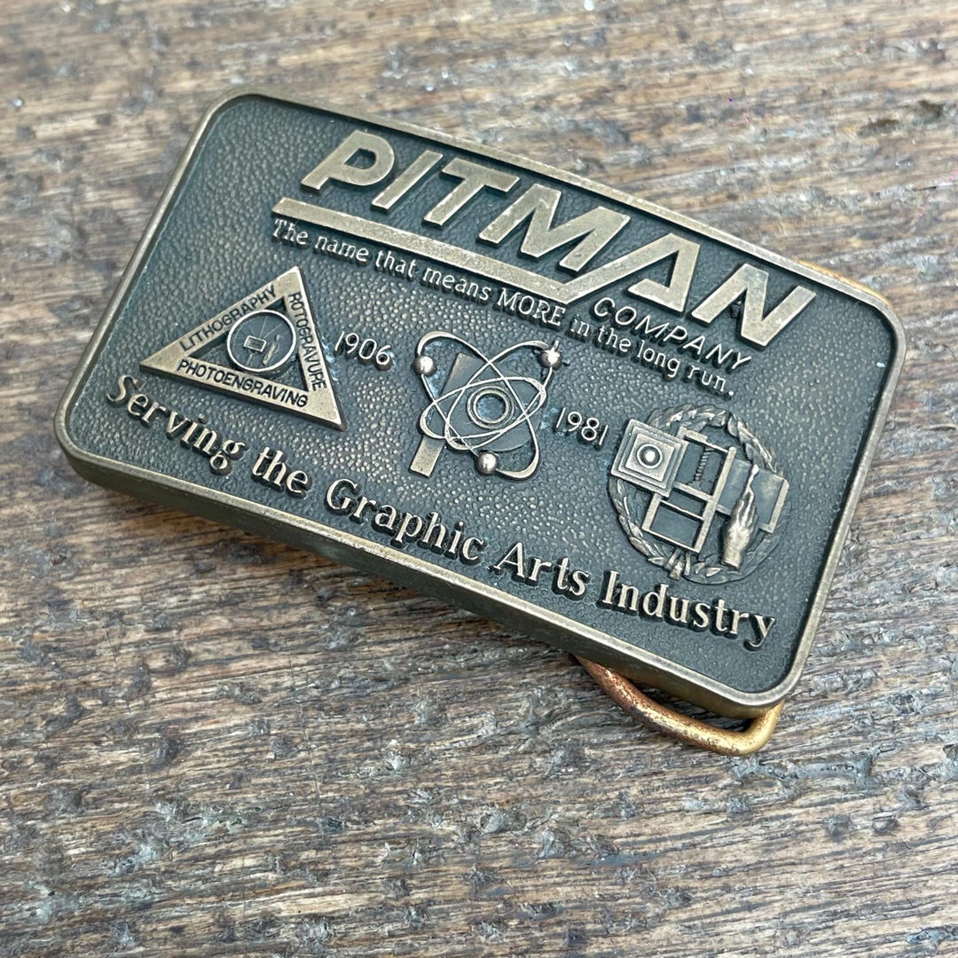 Vintage Buckle Pittman Graphic Arts Company Advertising Brass Colored ...