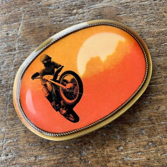 Vintage Sunset Motocross Motorcycle Appliqué Inlaid Design | Etsy