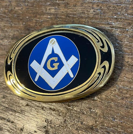 Vintage Masonic Freemason blue Lodge enameled inset S… - Gem