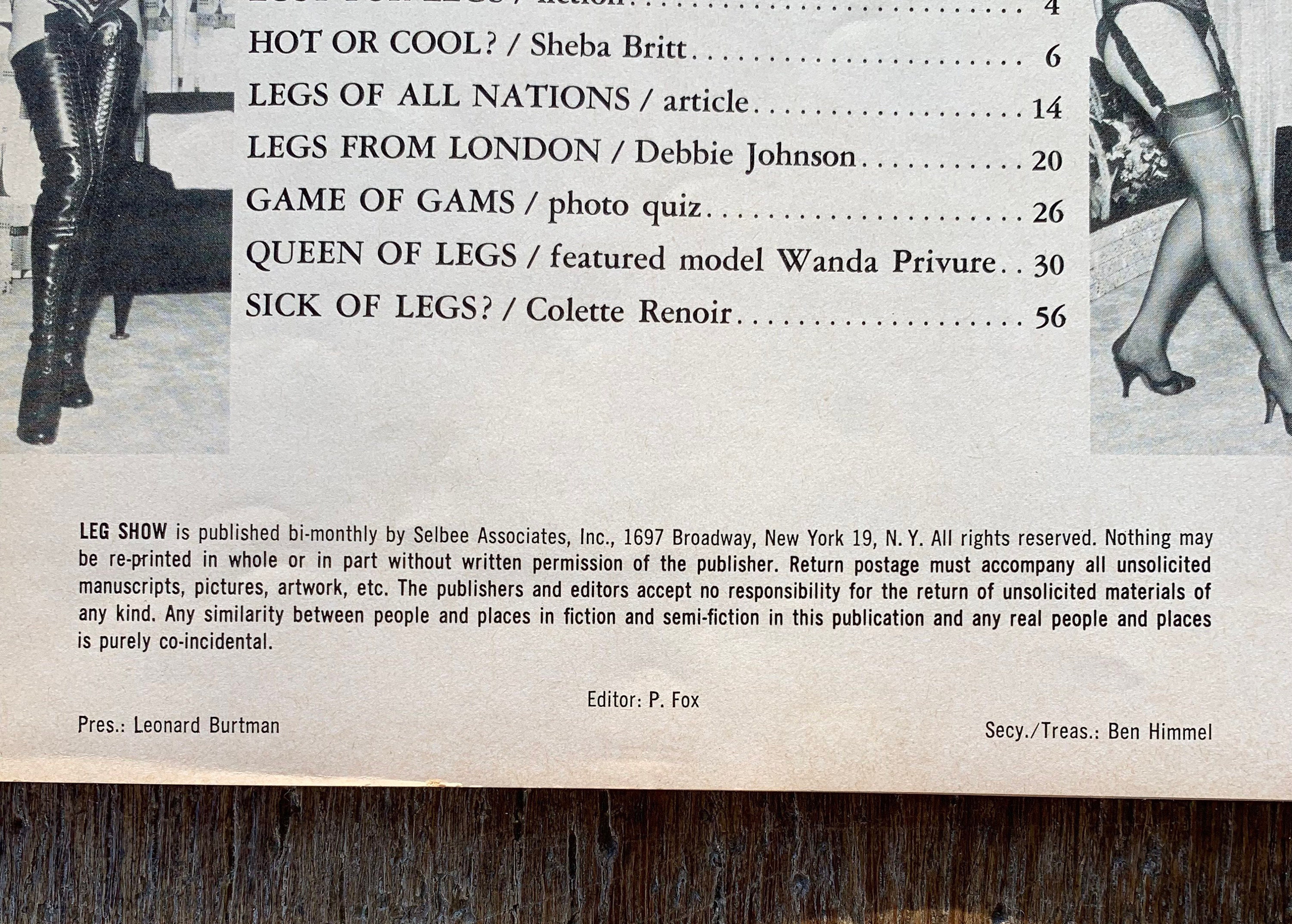 Vintage Rare Leg Show Magazine Collectors Edition Number One - Etsy