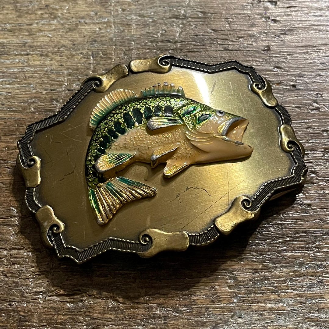 Vintage Bass Fishing Enameled Brass Colored Belt Buckle - Etsy