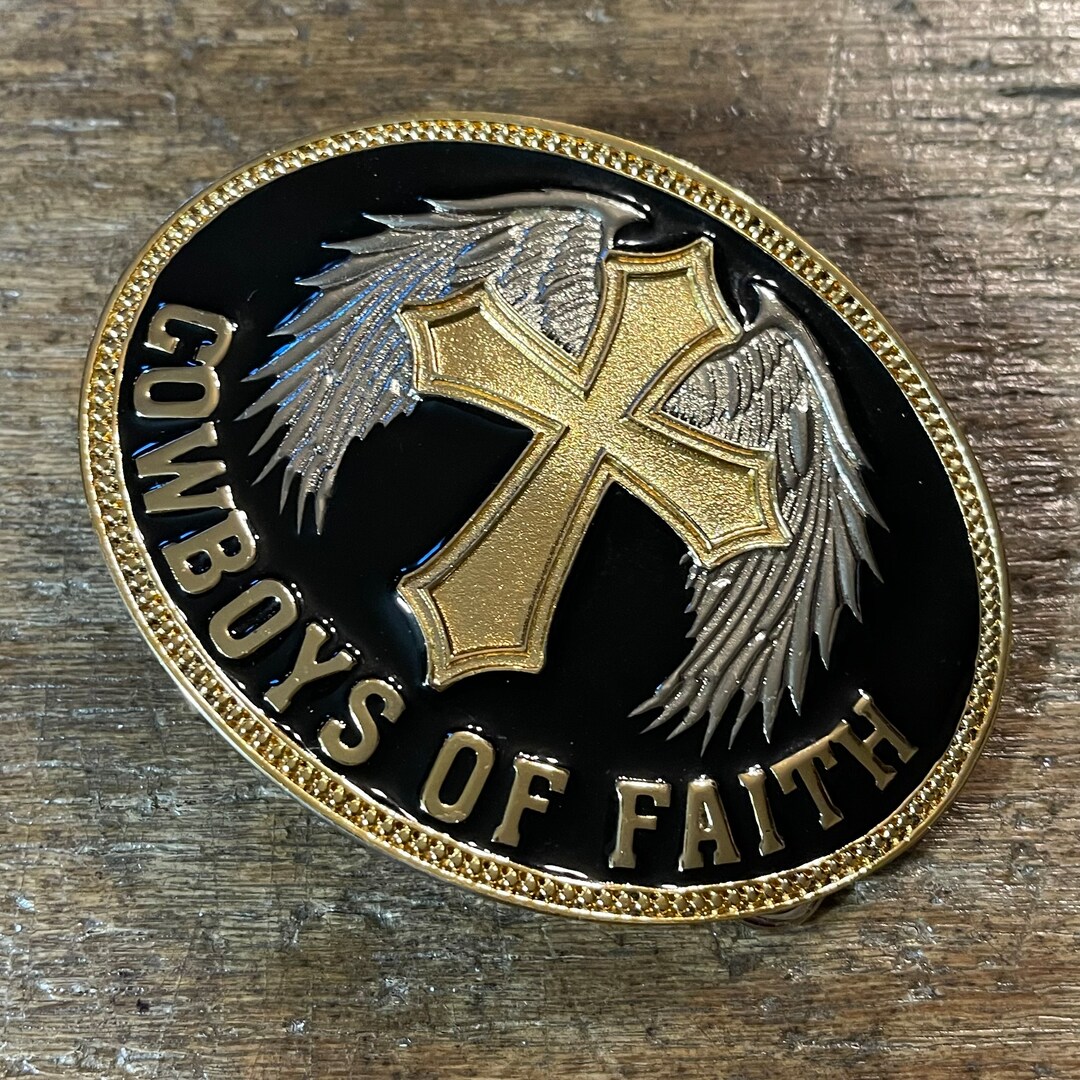 Belt Buckle Cowboys of Faith Christian Religious Belt Buckle With Cross ...