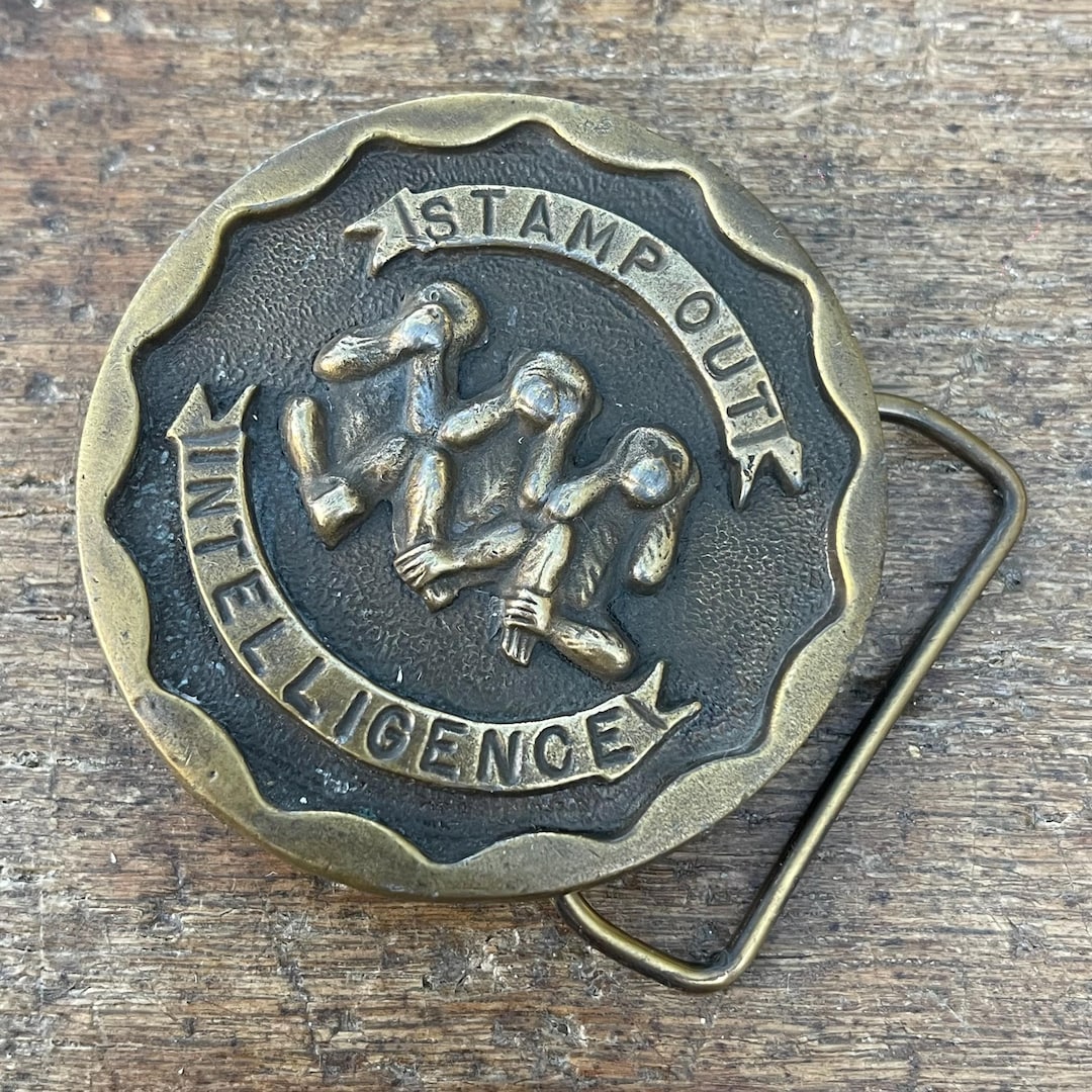 Vintage Hear No Evil Monkeys “stamp Out Intelligence” Raised Design ...