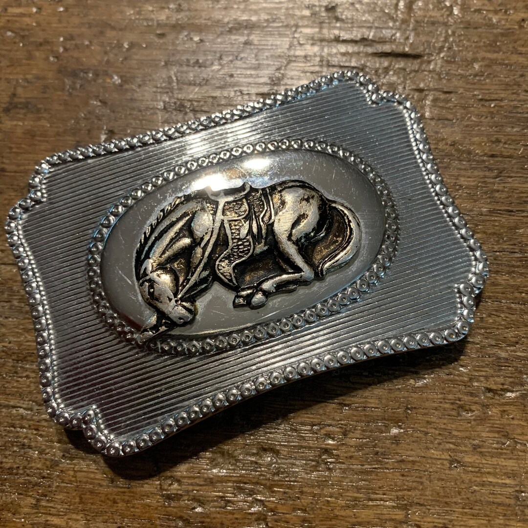 Vintage Bucking Horse Western Themed Chrome Colored Belt Buckle - Etsy