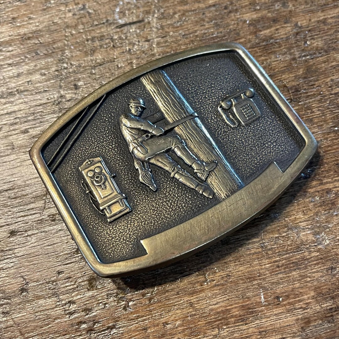 Vintage Telephone Lineman Figural Design Solid Brass Belt Buckle - Etsy
